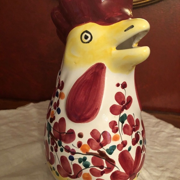 Dining | Vintage Hand Painted Italian Rooster Pitcher Made In Italy ...